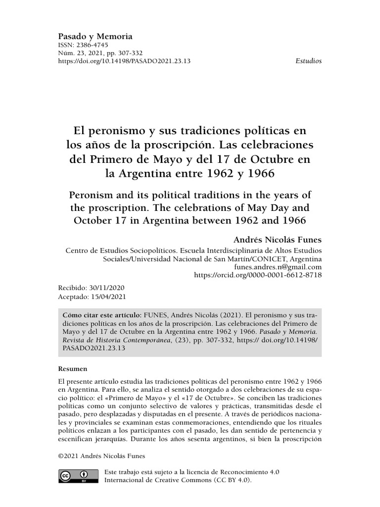El Peronismo y Sus Tradiciones Politicas en Los Anos de La Proscripcion ...