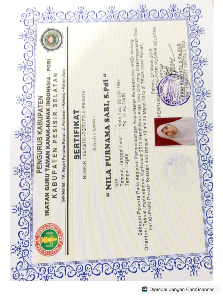 Sertifikat Implementasi K13 | PDF