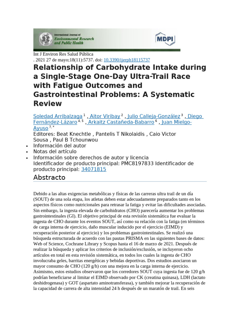 Relationship of Carbohydrate Intake During A Single-Stage One-Day Ultra ...