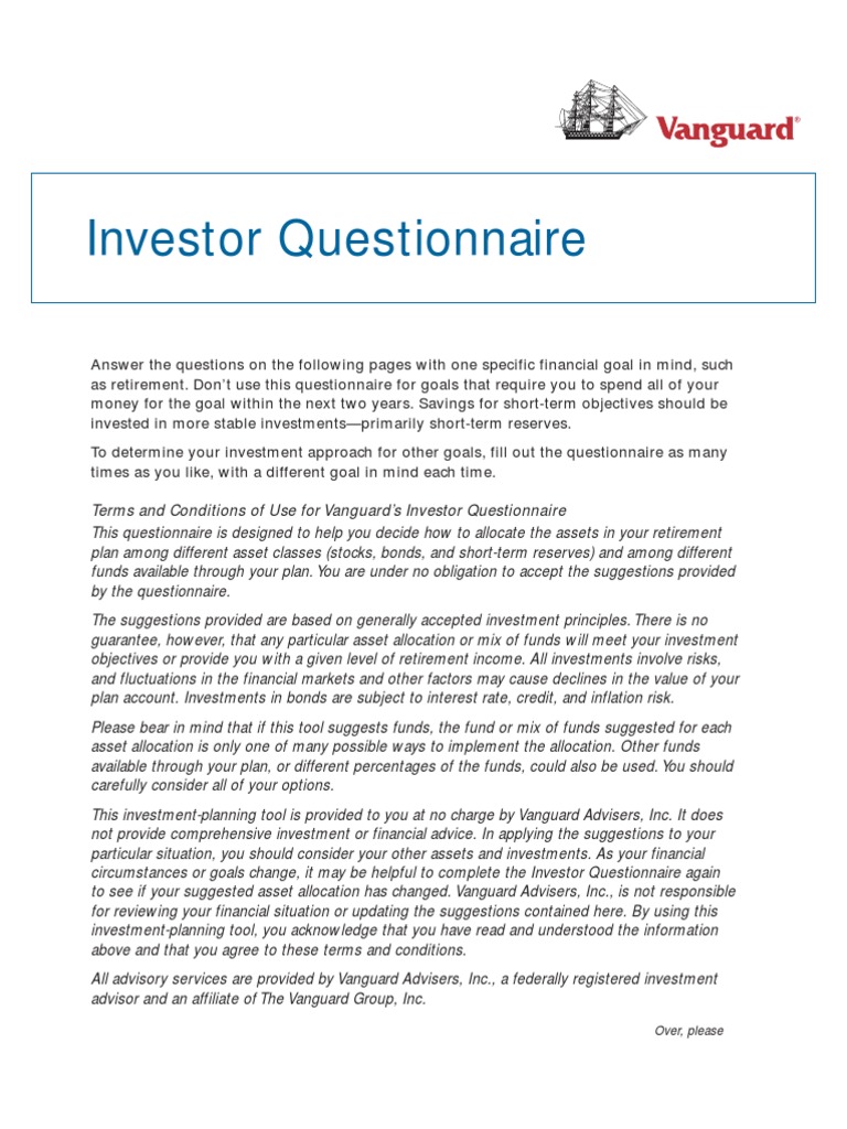 Investor Questionnaire: Over, Please | PDF | Asset Allocation | Investor