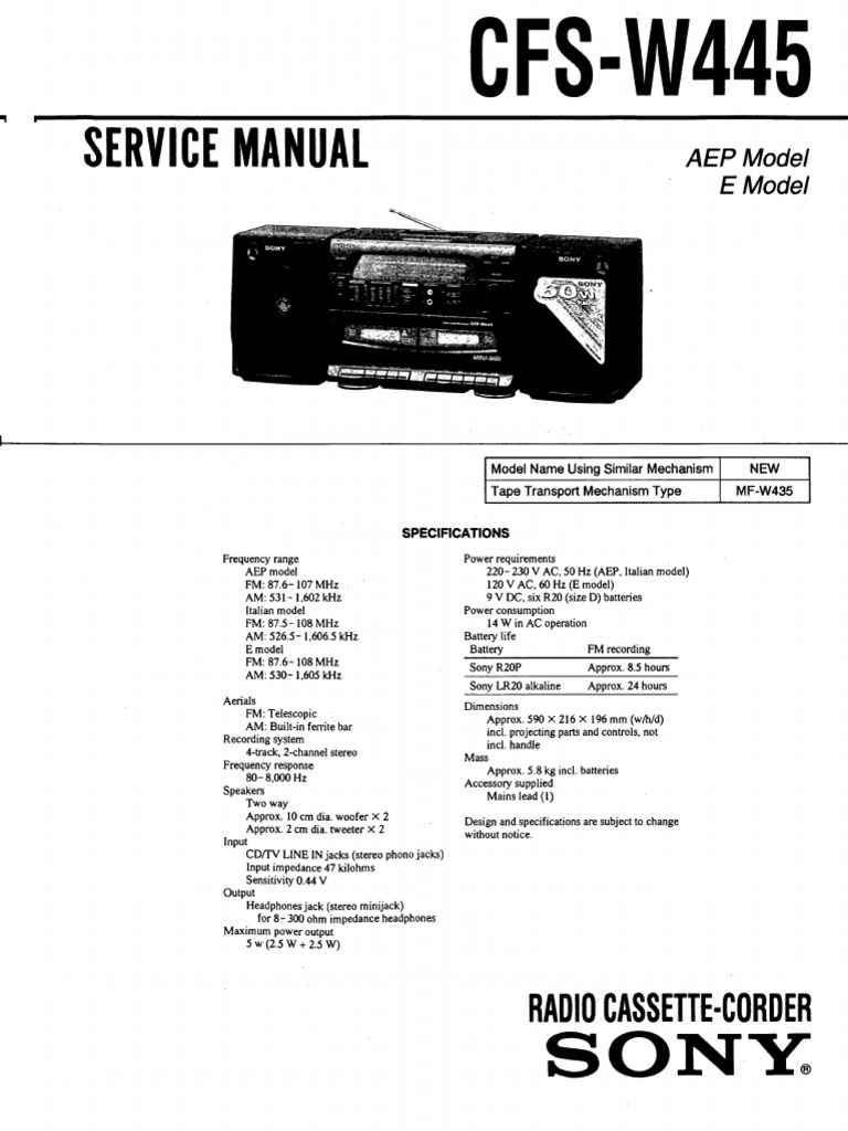Sony Cfs-w445 SM | PDF