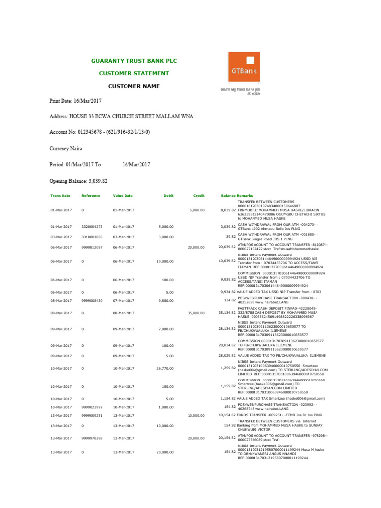 Bank Statement Template 07 | PDF | Cash | Debit Card