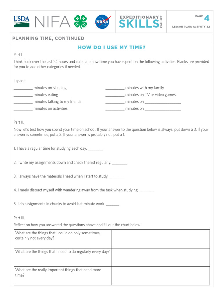 How Do I Use My Time Worksheet | PDF