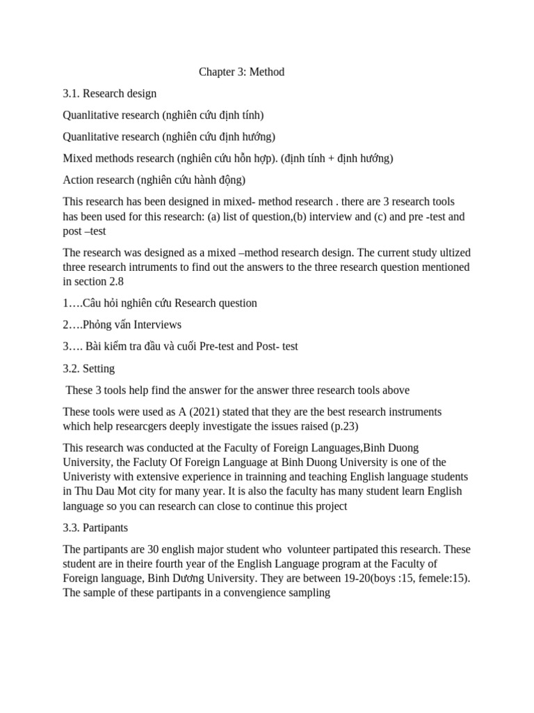 Chapter 3 Method | PDF