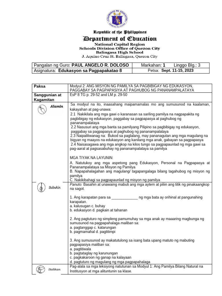 8 - 2 Misyon ESP-DLP-FOR-SY-2023-2024 | PDF