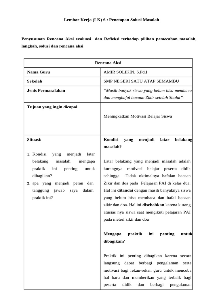 Lembar Kerja Pai | PDF | Pengembangan Diri | Sains & Matematika