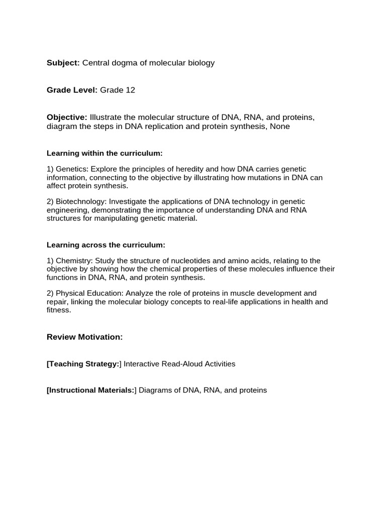 lesson_plan | PDF | Dna | Genetics