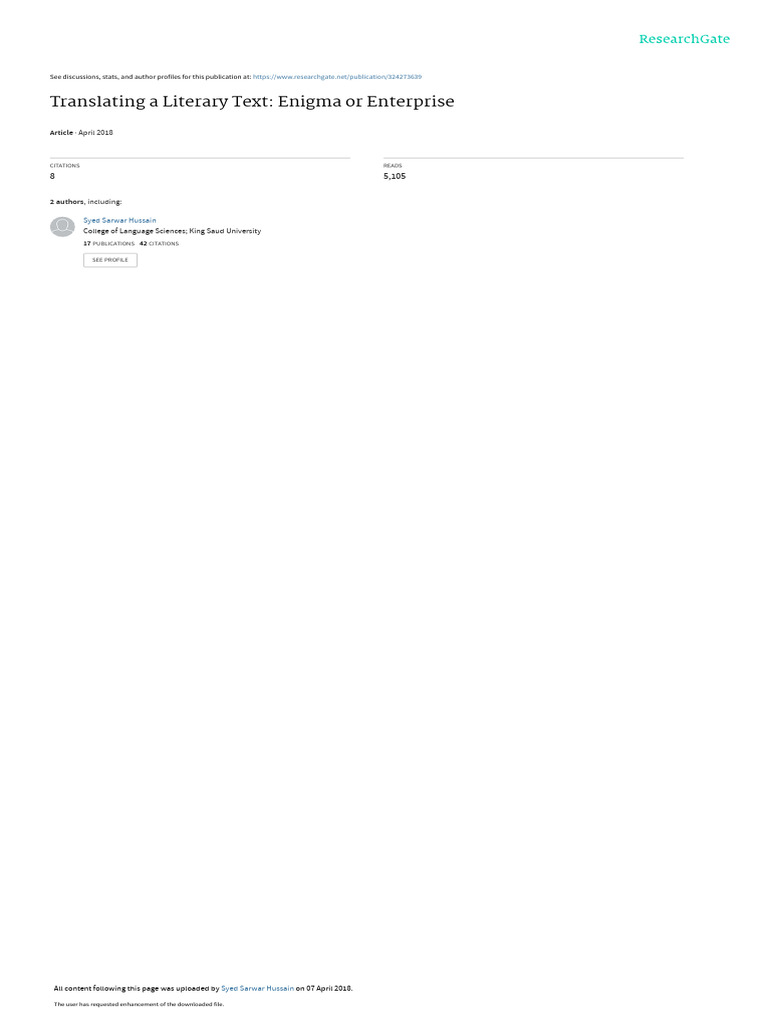 Literary Translation: Quality Assessment | PDF | Translations | Linguistics