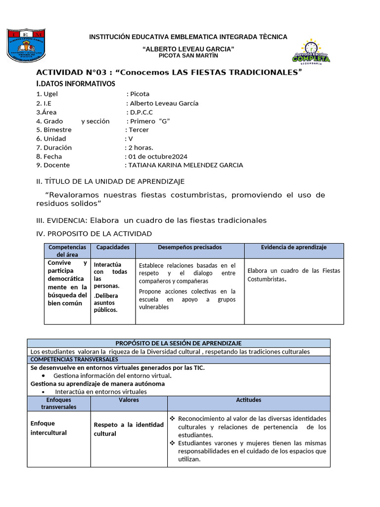 Conocemos Las Fiestas Tradicionales 3 | PDF | Perú
