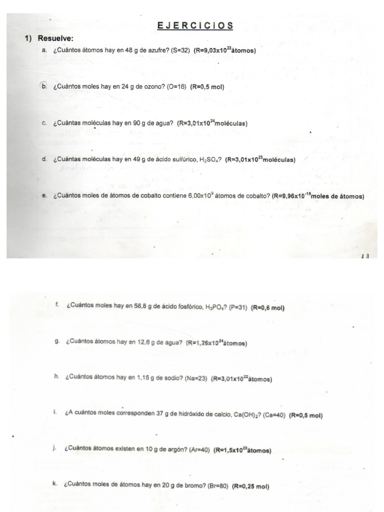 Ejercitario de Atomos Moleculas e Iones | PDF
