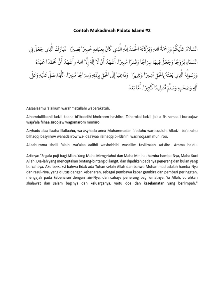 Contoh Mukadimah Pidato Islami 2 | PDF