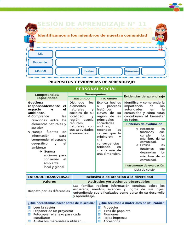 Sesiones de Aprendizaje | PDF | Evaluación | Aprendizaje