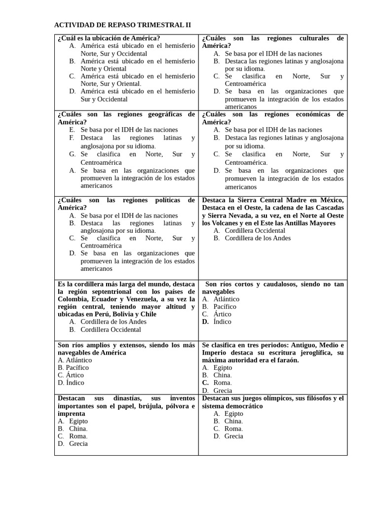Actividad Repaso Octavo Egb-7461729814405 | PDF | Américas | Historiador