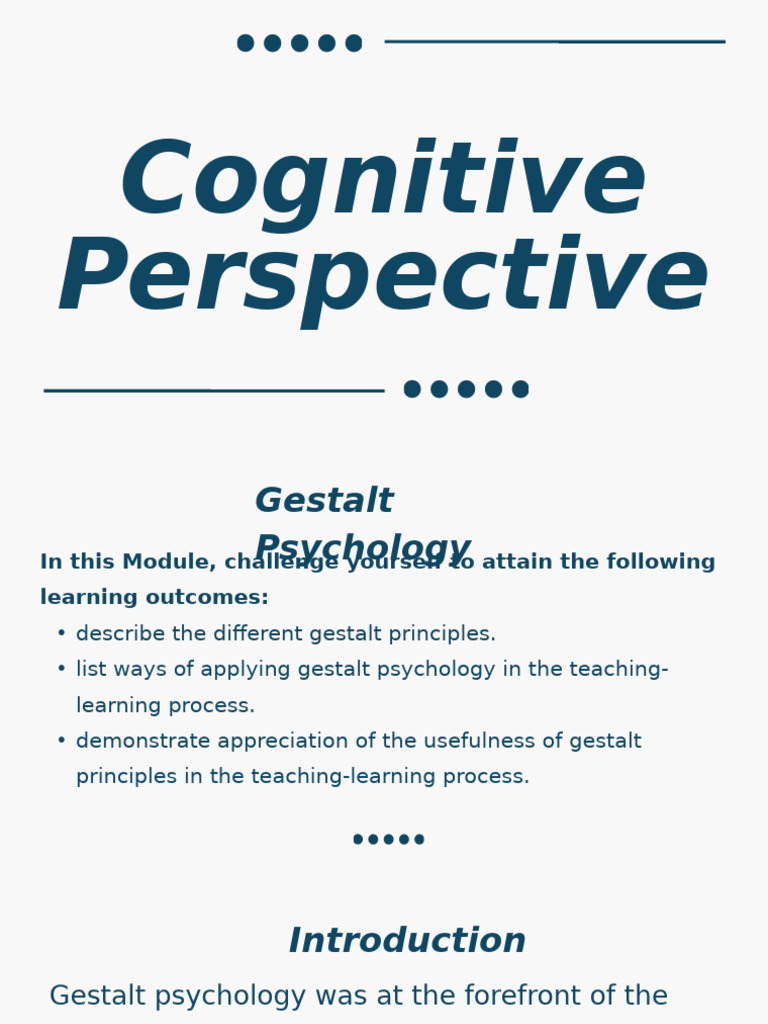 Cognitive Perspective | PDF | Perception | Psychological Concepts