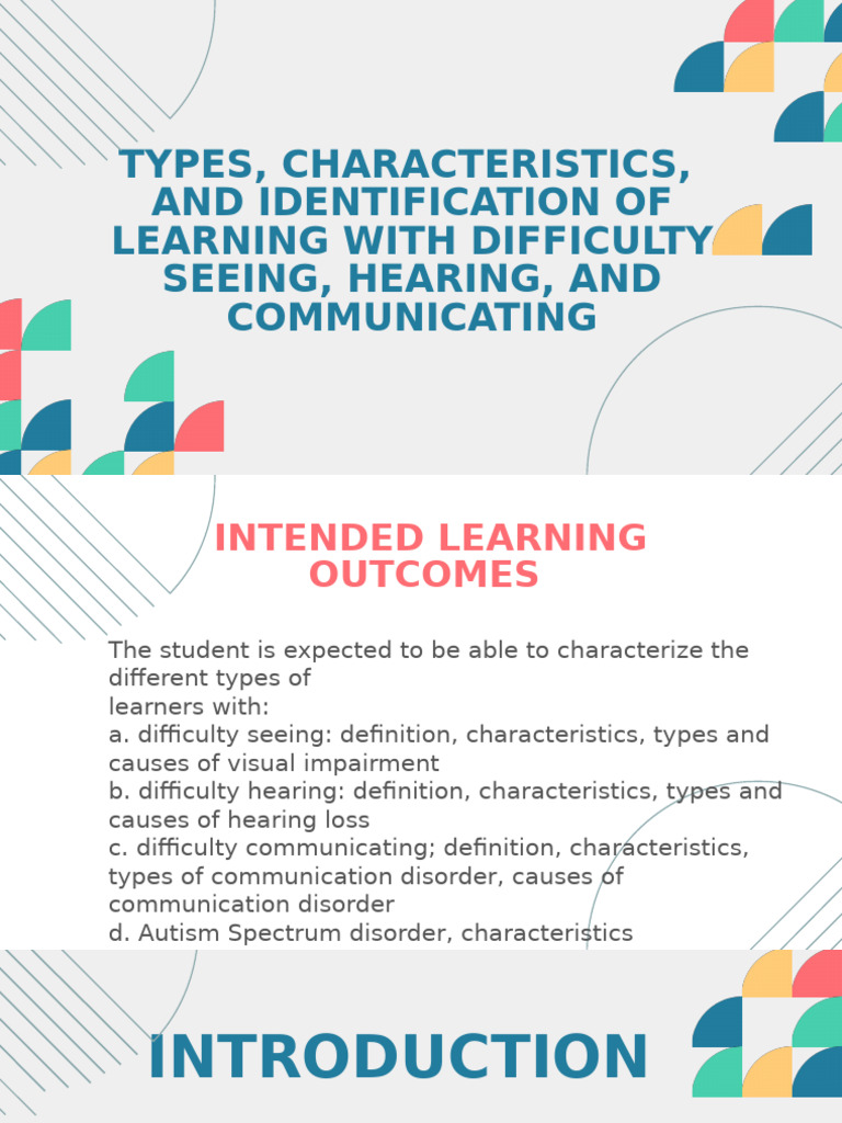 Understanding Learning Challenges | PDF | Visual Impairment | Hearing Loss
