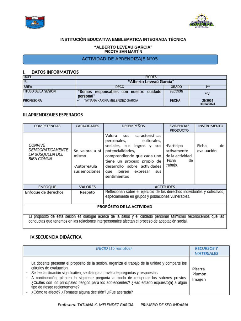 Sesion 5 DPCC | PDF | Evaluación | Aprendizaje