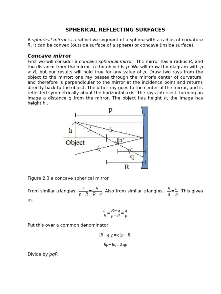 PHY 104 Lecture Note Week 8 | PDF | Mirror | Sphere