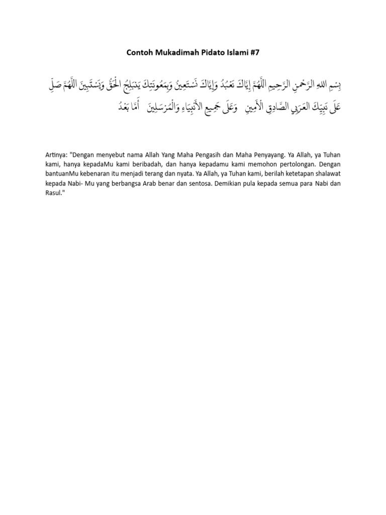 Contoh Mukadimah Pidato Islami 7 | PDF