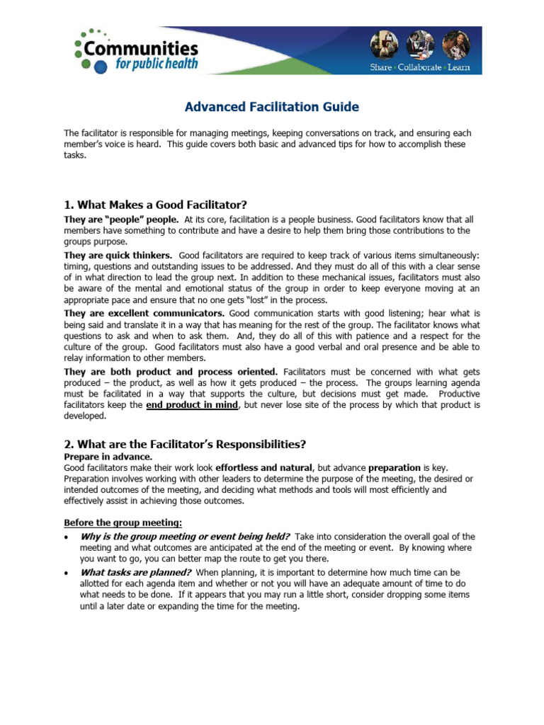 Advanced Facilitation Skills Guide | PDF | Facilitator | Conversation