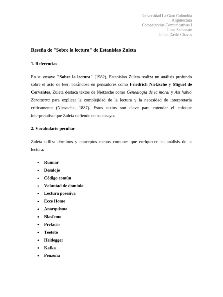 Reseña de Zuleta | PDF | Friedrich Nietzsche | Ensayos