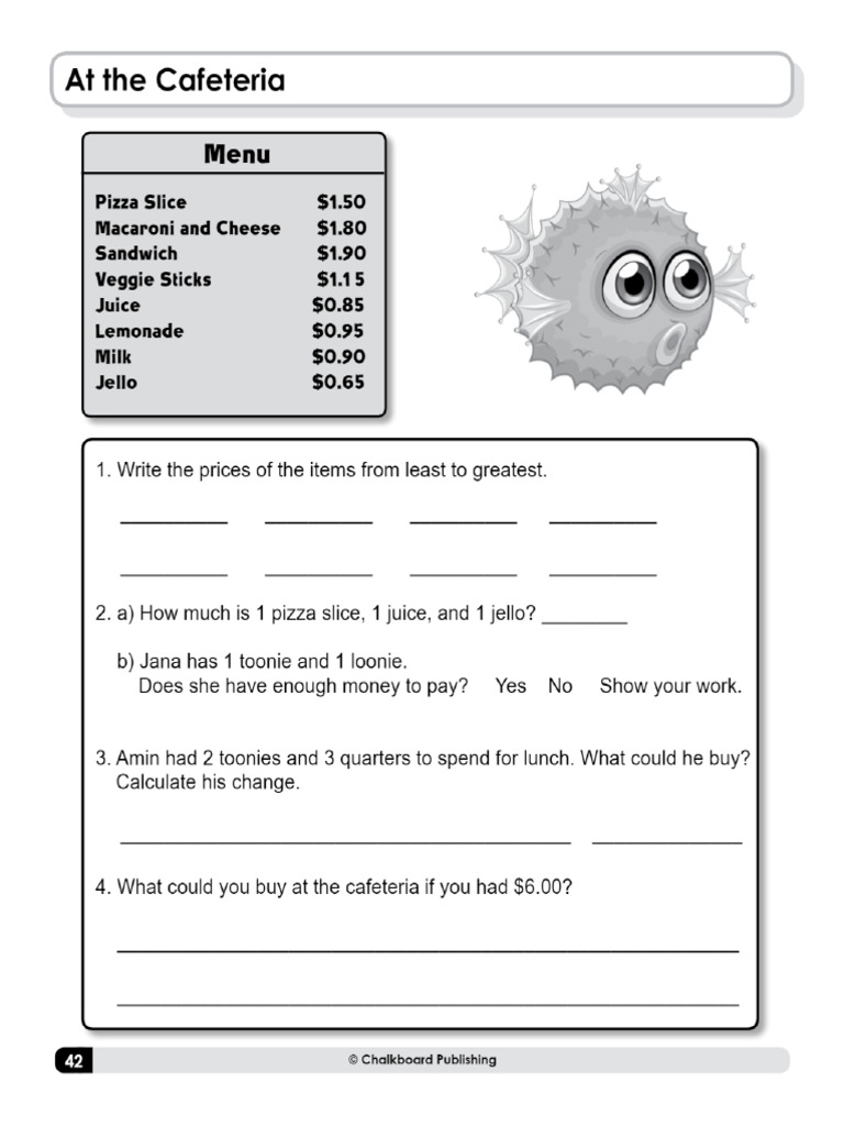 At The Cafeteria Grade 3 Canadian Math Basics | PDF