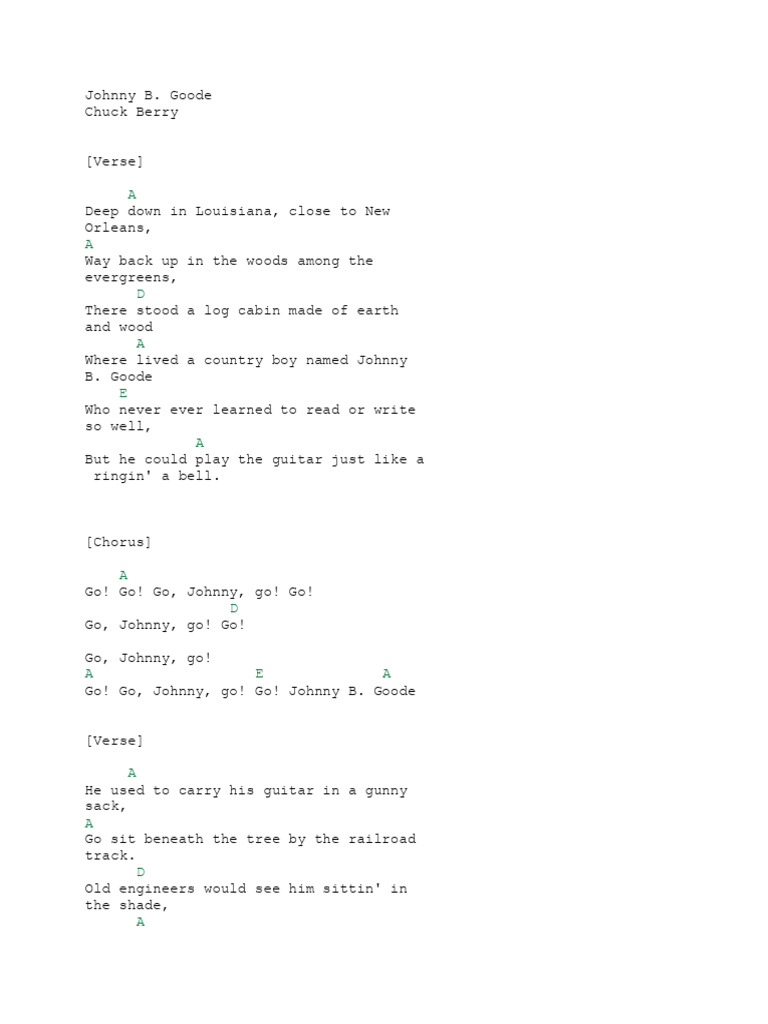 Johnny B. Goode Lyrics Analysis | PDF