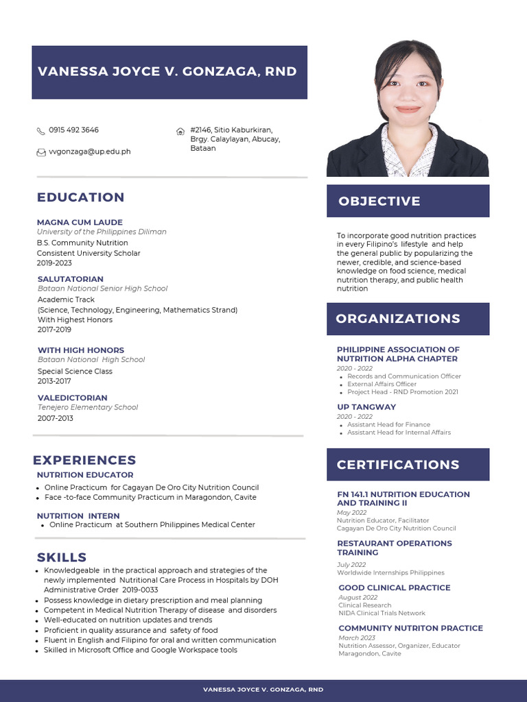 Vanessa Joyce V. Gonzaga - Curriculum Vitae | PDF | Medicine | Health Care