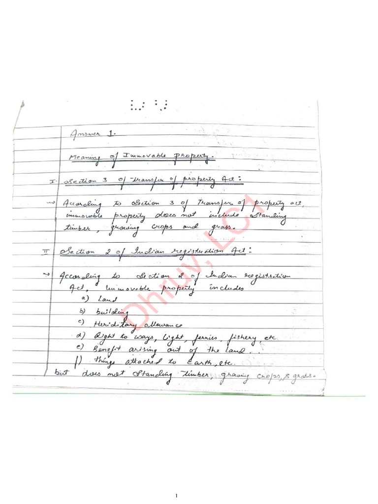 Property Law Answer Sheet DULLB | PDF