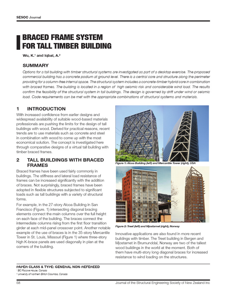 Braced Frame System For Tall Timber Building - SESOC Journal Vol 33 No ...