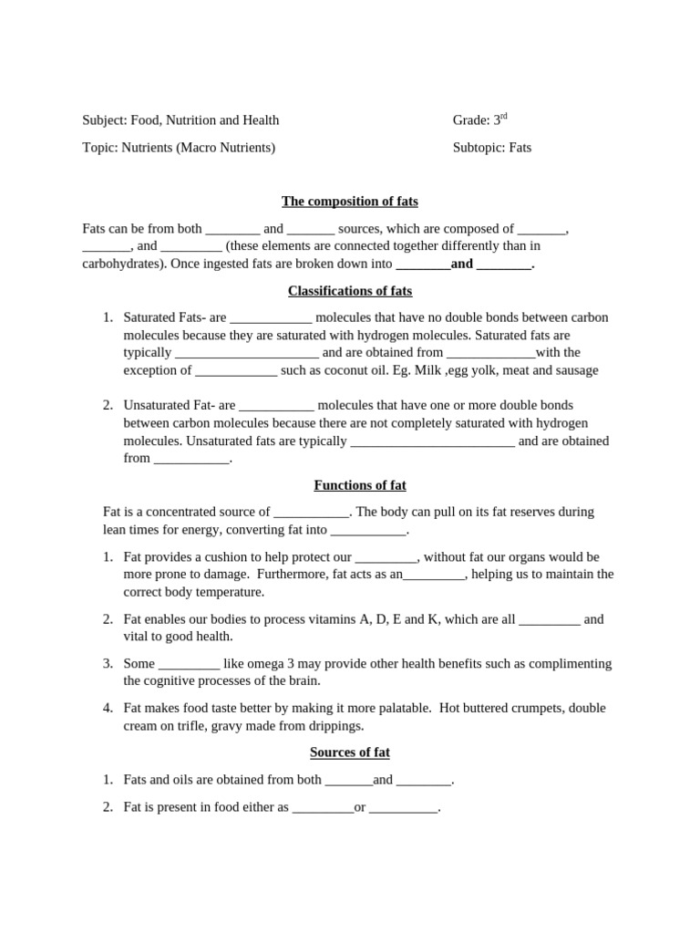Fats class activity | PDF