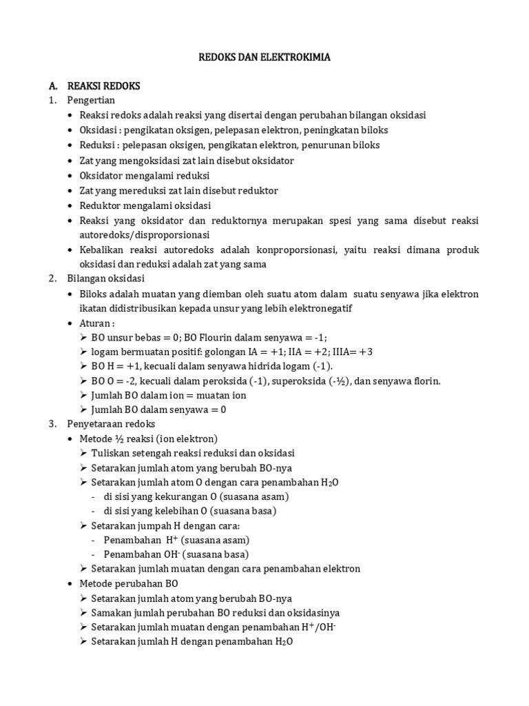 Materi Redoks Dan Elektrokimia | PDF