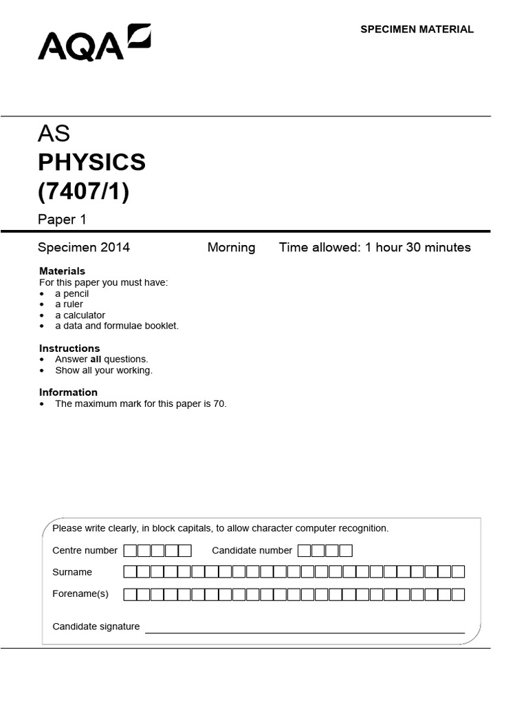 Specimen QP | PDF | Photoelectric Effect | Materials Science