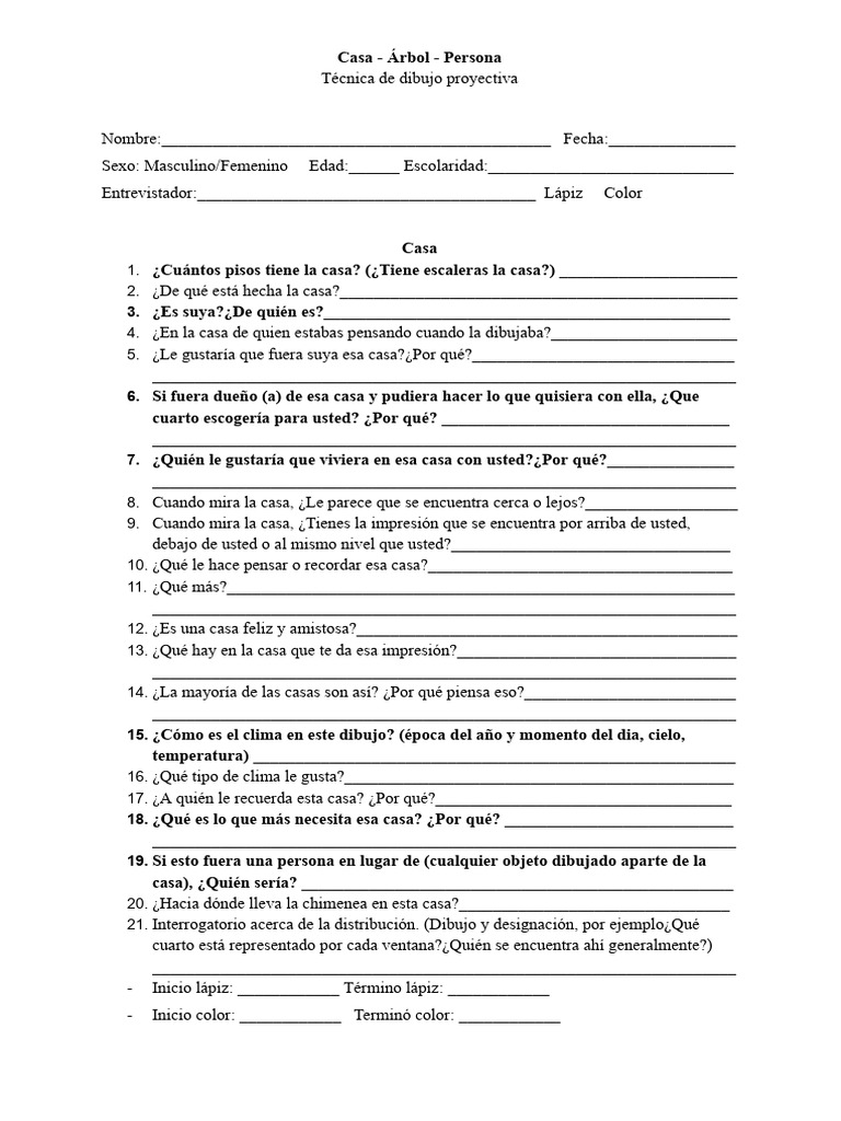 Cuestionario HTP | PDF