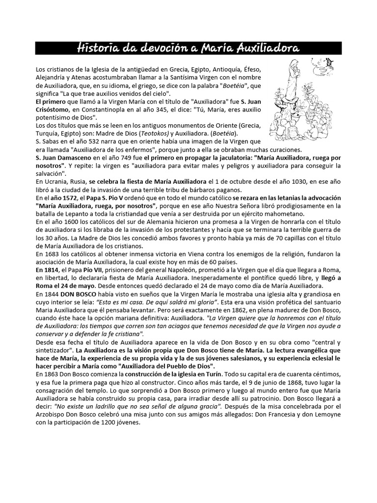 Historia de la Devoción a María Auxiliadora | PDF | María, madre de Jesús