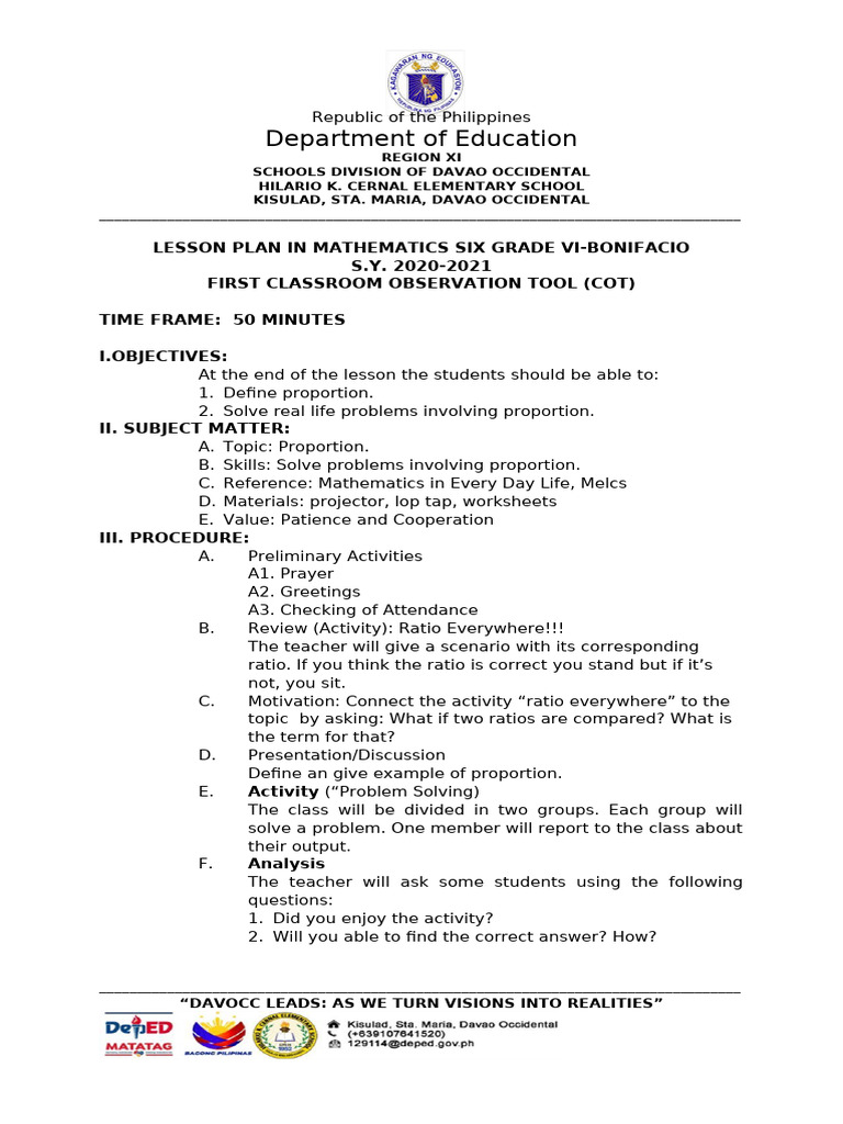 LESSON PLAN COT | PDF | Lesson Plan | Teachers
