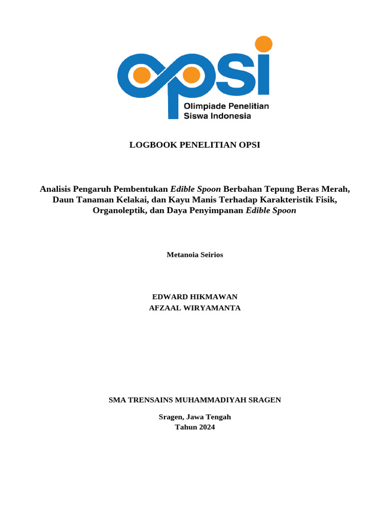 Logbook Penelitian Opsi 24 | PDF