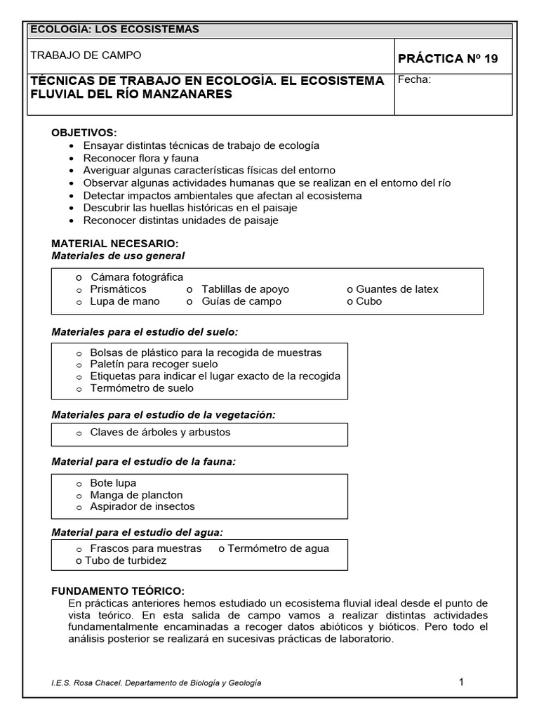Clasepractica 11 Trabajocampoecologia | PDF | Agua | Ecosistema