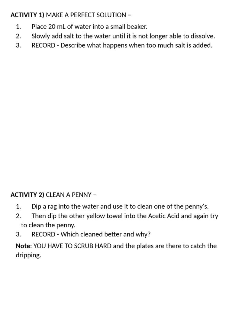 Science Experiments for Kids: Observations | PDF