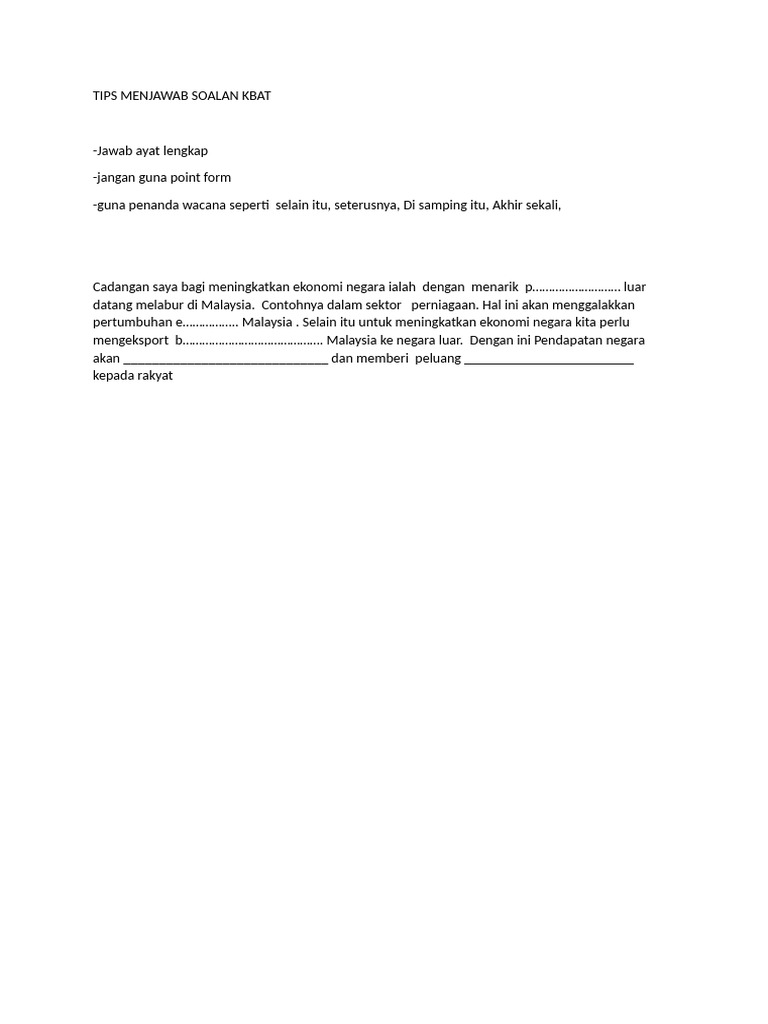 Tips Menjawab Soalan Kbat | PDF