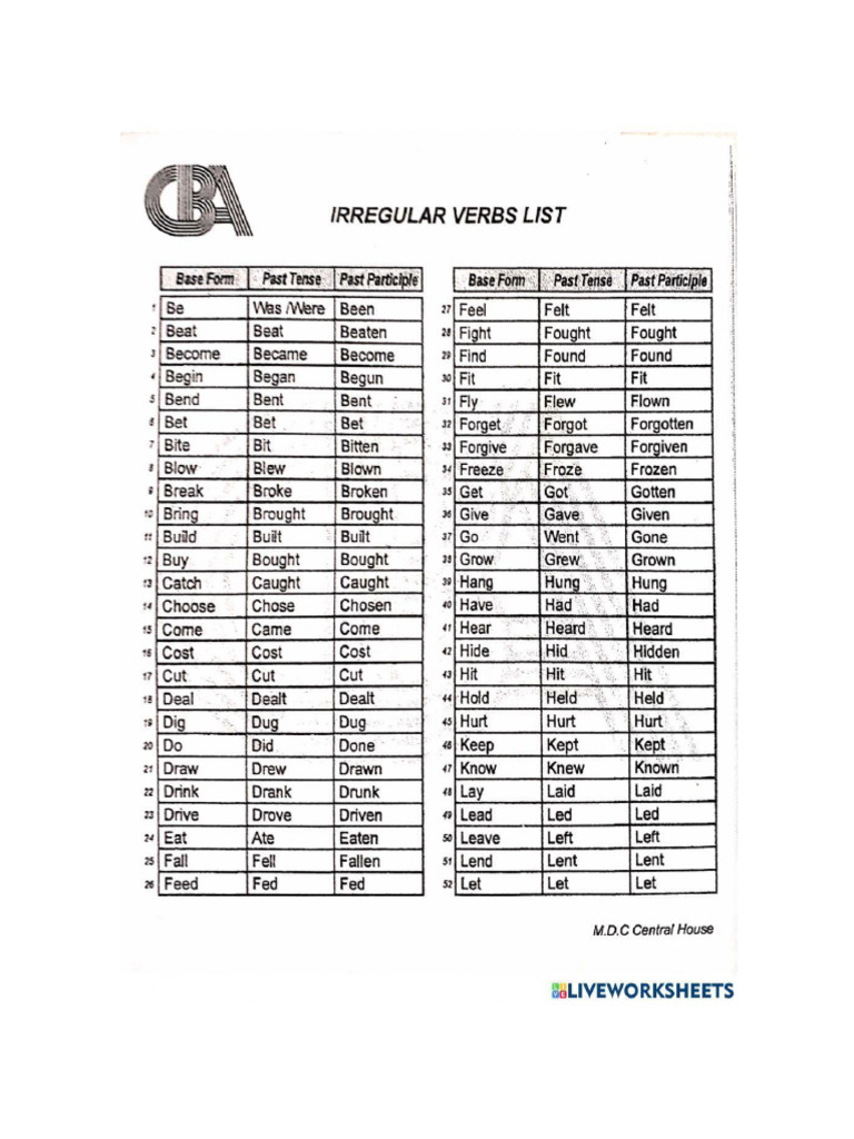 REGULAR - IRREGULAR VERBS.docx | PDF
