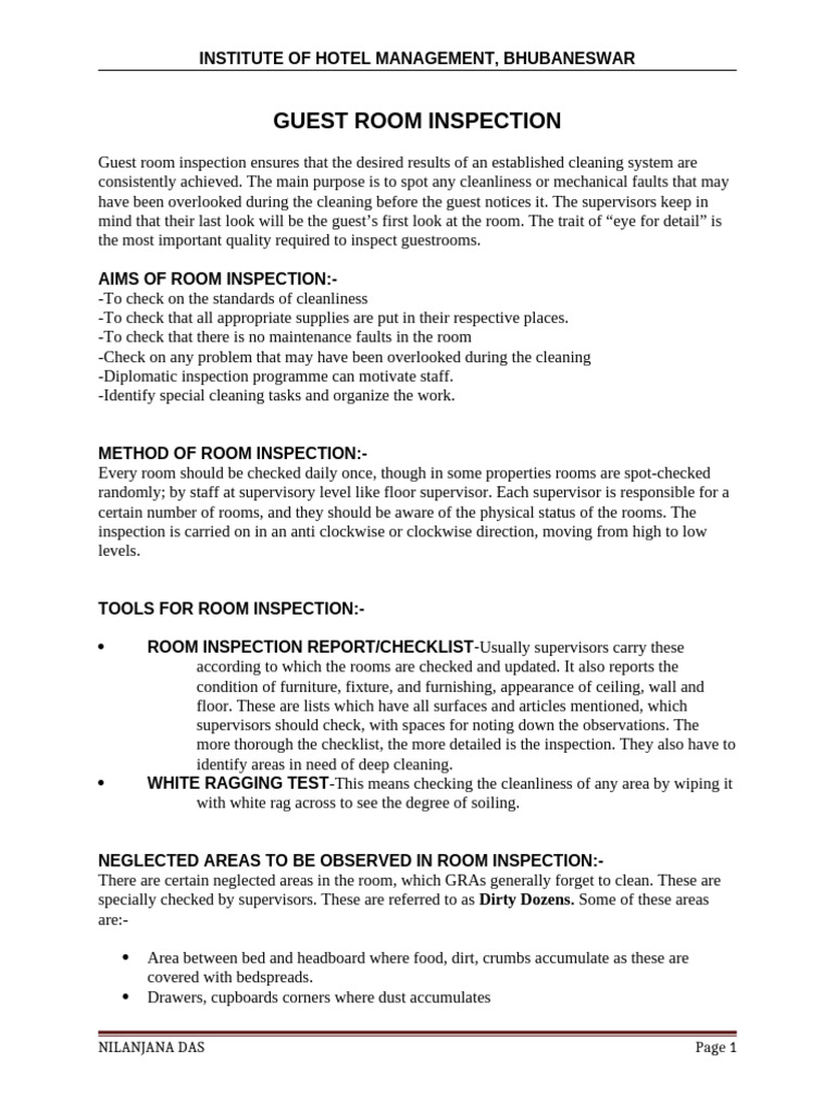 Guest Room Inspection | PDF | Shower