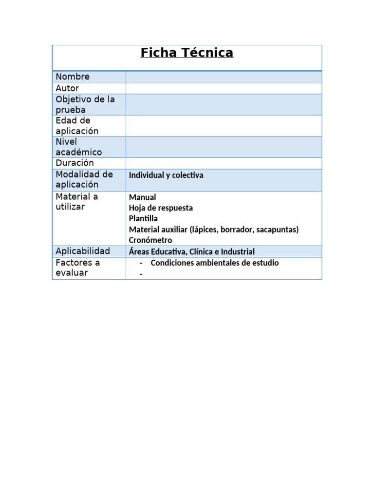Ficha Técnica (Fomato Ejemplo) | PDF