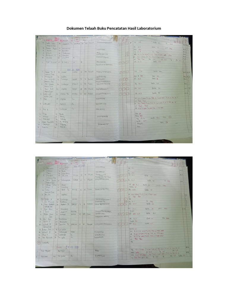 5.3.2.b Dokumen Telaah Buku Pencatatan Hasil Laboratorium | PDF