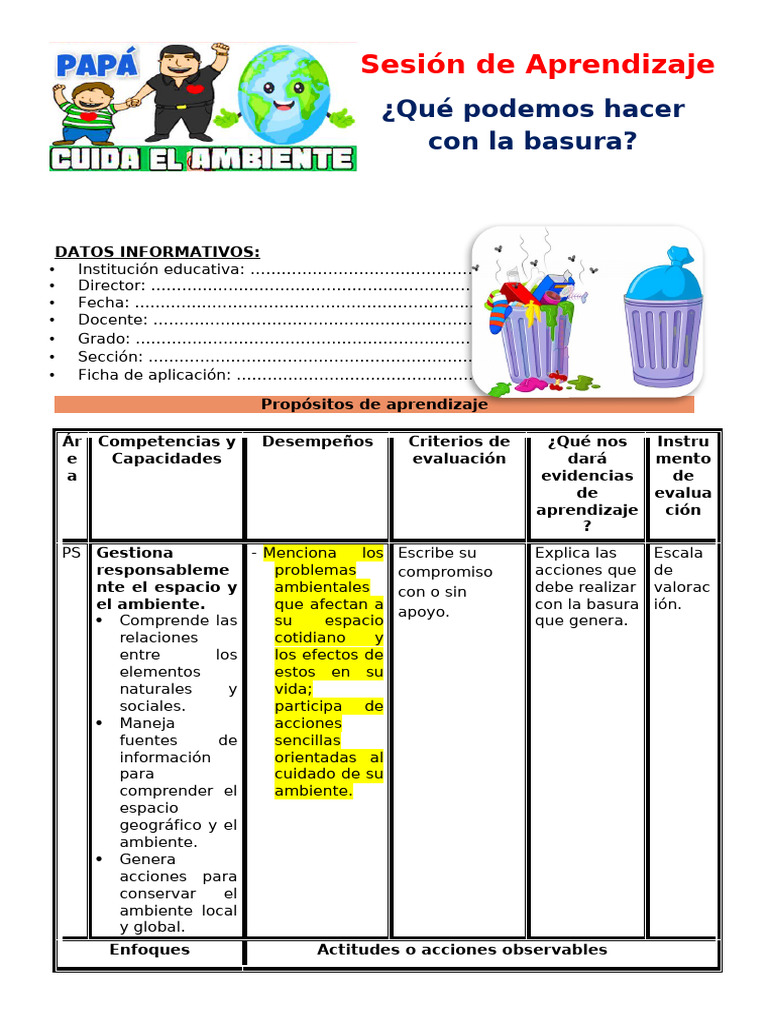 1° Sesión Día 1 PS Qué Podemos Hacer Con La Basura Unidad 4 Semana 2 ...