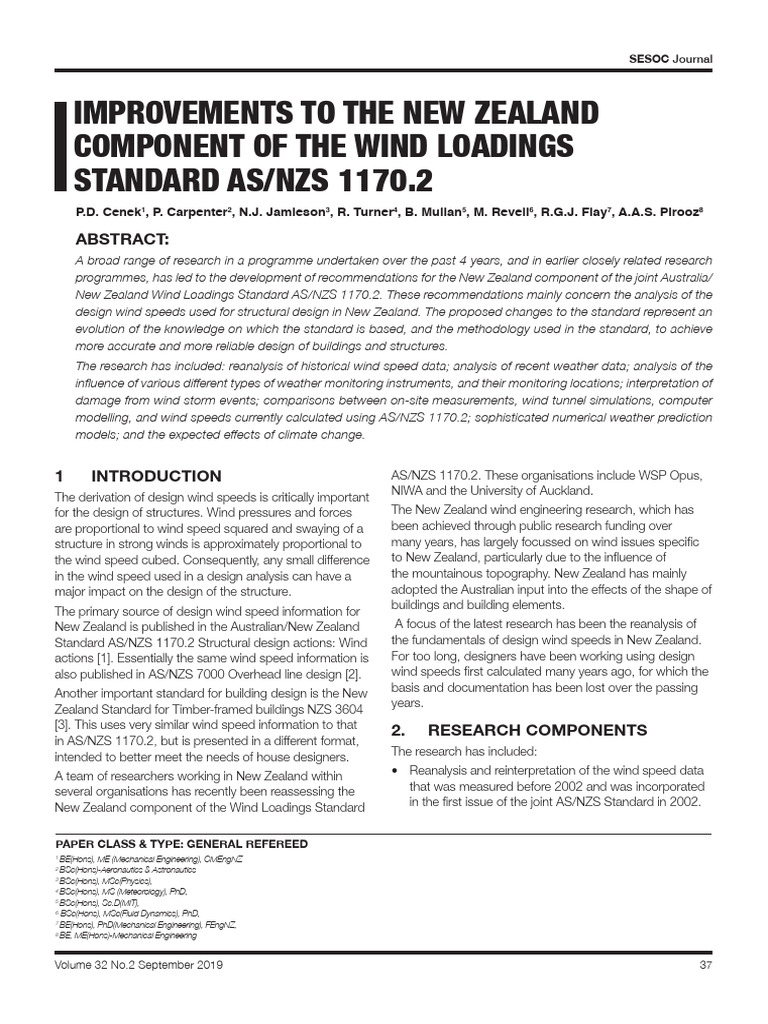 Improvements To The New Zealand Component of The Wind Loadings Standard ...