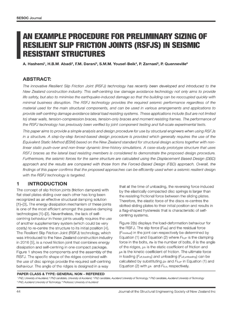 An Example Procedure For Preliminary Sizing of Resilient Slip Friction ...