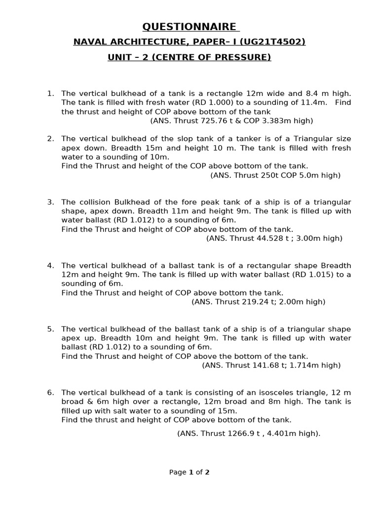 Questionnaire For Unit - 2 Ug21t4502 | PDF | Triangle | Geometric Shapes