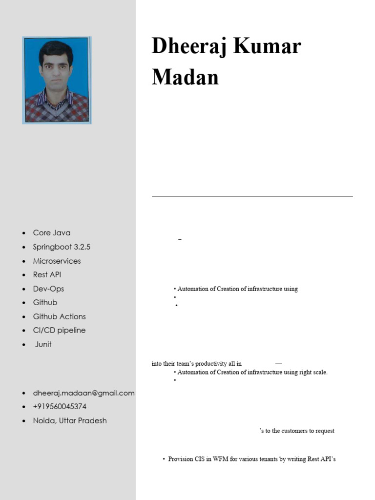 Java Developer Career Profile | PDF | Computing | Information Technology