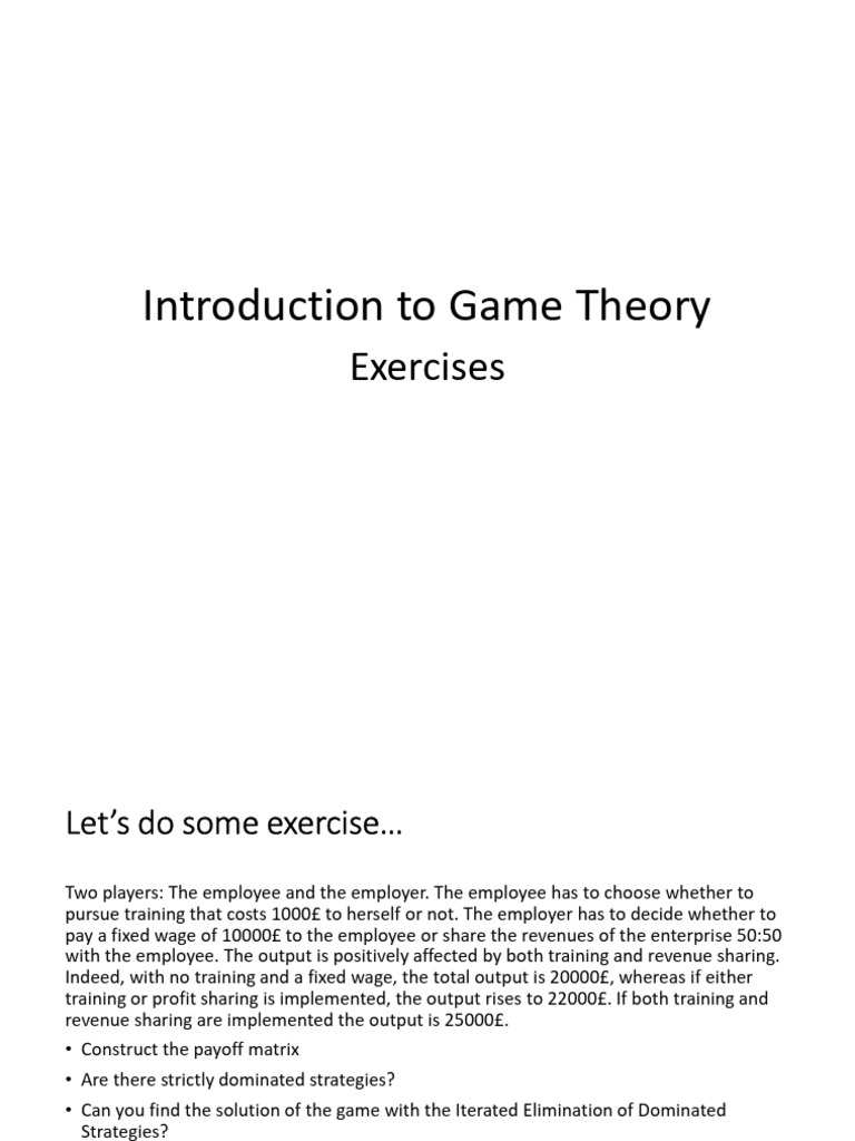 Lect1 2 Exercises Solutions | PDF | Employment | Gaming