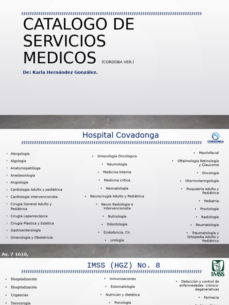 Catalogo de Servicios Medicos | PDF | Odontología | Cirugía Oral y ...